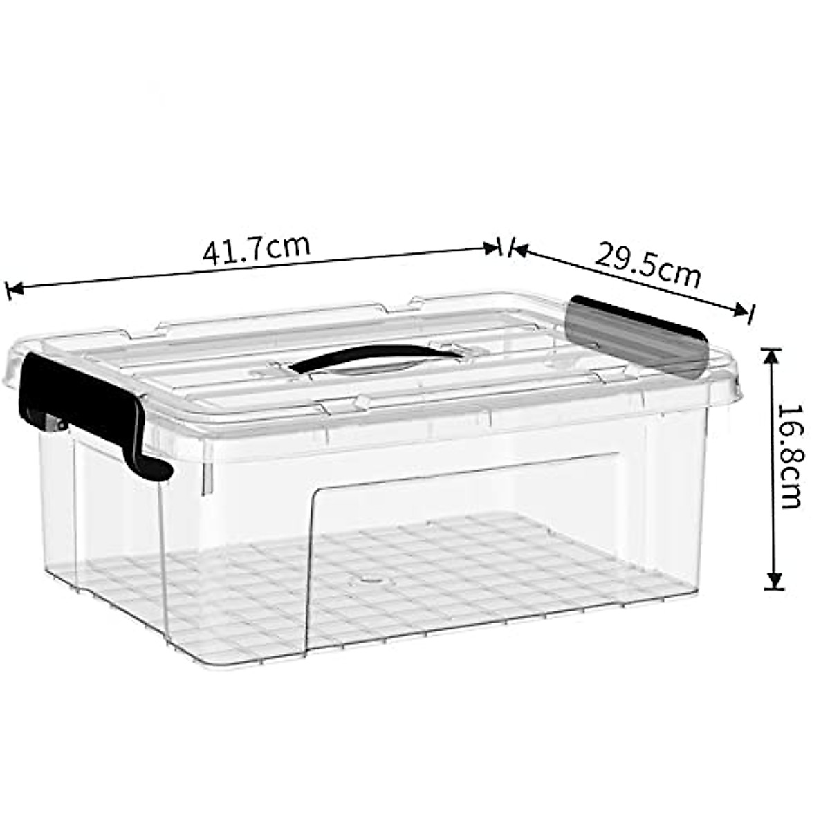 Cetomo 15L*3 Plastic Storage box Tote Organizing Container with Durable Lid and Secure Latching Buckles, Stackable and Nestable, 3Pack, clear with Black Buckle