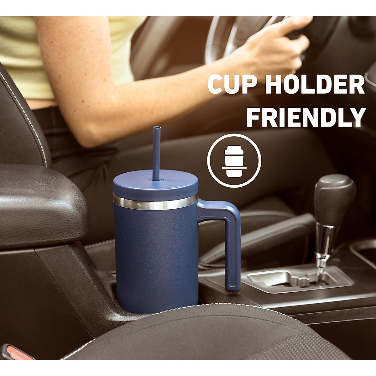 Hydrapeak Voyager 40 Oz Stainless Steel Tumbler with Handle, Insulated Water Bottle With Straw & Lid, Cupholder Friendly Reusable Travel Mug (Iris)