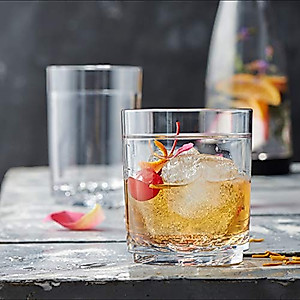 Drinique Unbreakable Elite Rocks Whiskey Glass (Set of 4) 10oz Old Fashion Whiskey Glasses - Stackable, Shatterproof, Dishwasher Safe - Clear