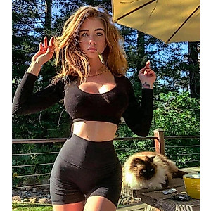 FULLSOFT High Waisted Biker Shorts for Women-5" Tummy Control Fitness Athletic Workout Running Yoga Gym Soft Shorts (Black,Small-Medium)