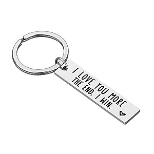 Couple Keychains for Boyfriend Girlfriend - Valentine’s Day Gifts I Love You More The End I Win Couple Keyring for Wife Husband Boyfriend Girlfriend Gifts for Him Her