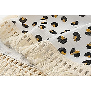CHUNGEL Cotton Baby Muslin Tassles 40"x 47", Baby Receiving Blanket with Fringe, Boho Muslin Swaddle Blanket with Fringe