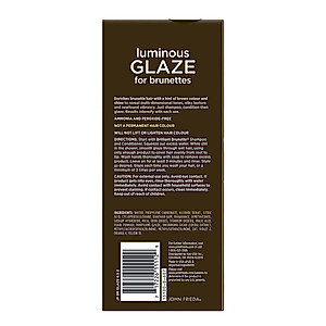 John Frieda Brilliant Brunette Luminous Glaze, Hair Gloss Enhances Rich Color and Boosts Shine for Silky Brunette Hair, Enhances While Mending Damaged Hair Surfaces, 6.5 Oz