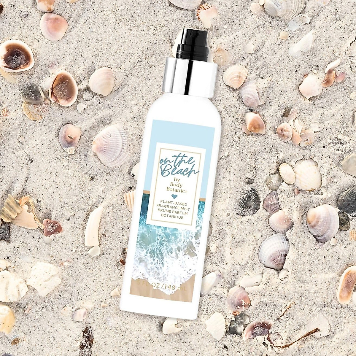 On the Beach ALCOHOL-FREE Fine Fragrance Perfume Mist by Body Botanic 5 Fl Oz 148 mL - an Irresistible Blend of Warm Sand, Sea Spray, Sand Jasmine, Mandarin, Driftwood, Sea Salt (On the Beach)