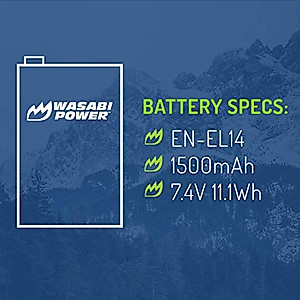 Wasabi Power Battery (2-Pack) for Nikon EN-EL14, EN-EL14a and Nikon Coolpix P7000, P7100, P7700, P7800, D3100, D3200, D3300, D5100, D5200, D5300, Df