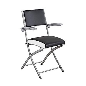 Mlaea Foldable Office Chairs, Executive Computer Desk Chair with Backrest, Dining Bedroom Living Room Chair, 42 * 40 * 95CM(Color:Black)