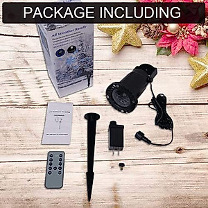 Christmas Clearance White Snowflake Outdoor Projector Light Waterproof with Remote Decorative Snowfall Lighting for Xmas/Party/House