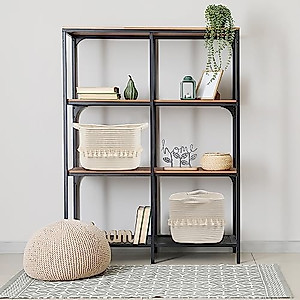 TeoKJ White Cotton Ropen Baskets for Storage, Set of 3 Woven Clothes Basket for Organizing and Storage, Blanket Basket for Living Room Laundry Bathroom Shelves