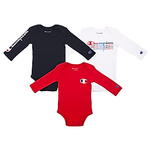 Champion baby girls Champion Unisex 3pk 5pk Short Sleeve Or Long Sleeve Infant Body Suit in Multiple Colors, Si and Toddler T Shirt Set, Blue, 0-6 US