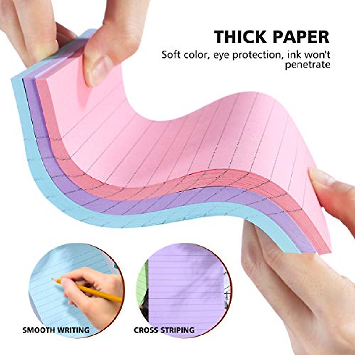 STOBOK Lined Sticky Notes,7 Packs Bright Color Self-Stick Memo notepads with line 3.9 x 6 inch,Legal Pads 50 Sheets per Notepad Memo Stickers for Office,School,Home