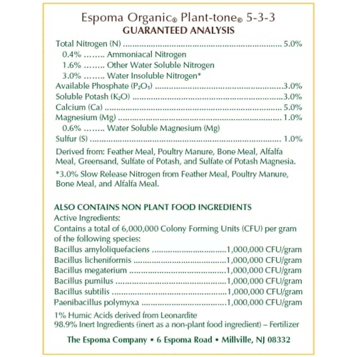 Espoma Organic Plant-Tone 5-3-3 Natural & Organic All Purpose Plant Food; 4 lb. Bag; The Original Organic Fertilizer for All Flowers, Vegetables, Trees, and Shrubs.