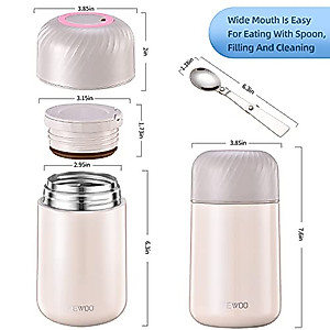 FEWOO Food Thermos, 27oz Vacuum Insulated Soup Flask, Stainless Steel Lunch Container for Hot Food, Leak Proof Food Jar with Folding Spoon for School Office Travel