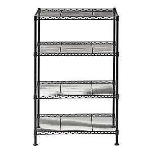 Juggernaut Storage WS201232-4BLK x 12"D x 32"H 4-Tier Wire Shelving Unit, 340 lb Capacity, Black"