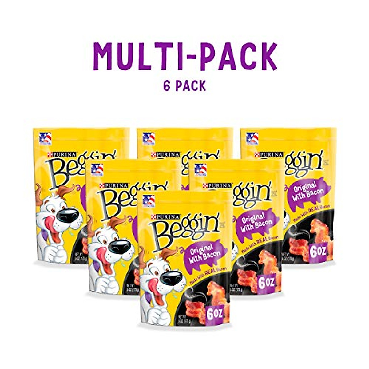 Purina Beggin' Strips Bacon Dog Treats Made in USA Facilities Adult Dog Training Treats 6 Ounce (Pack of 6)