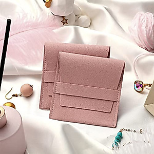 40 Pcs Microfiber Jewelry Pouch with Band 8 x 8 cm, Jewelry Packaging Bag Luxury Small Jewelry Gift Bags Microfiber Bag for Bracelet Necklace Packaging (Pink)
