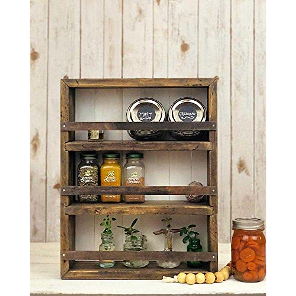 Mansfield Cabinet No. 104 - Solid Wood Spice Rack Cabinet Golden Oak/Mustard Yellow