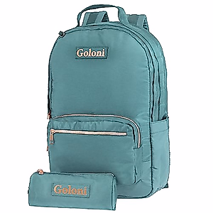 Goloni Classic Basic Backpack Separated Compartment For 15.6" Laptop With Pencil Case For Women,Waterproof High School Bookbag,Lightweight Casual Travel Daypack,Middle School Bag For Girls