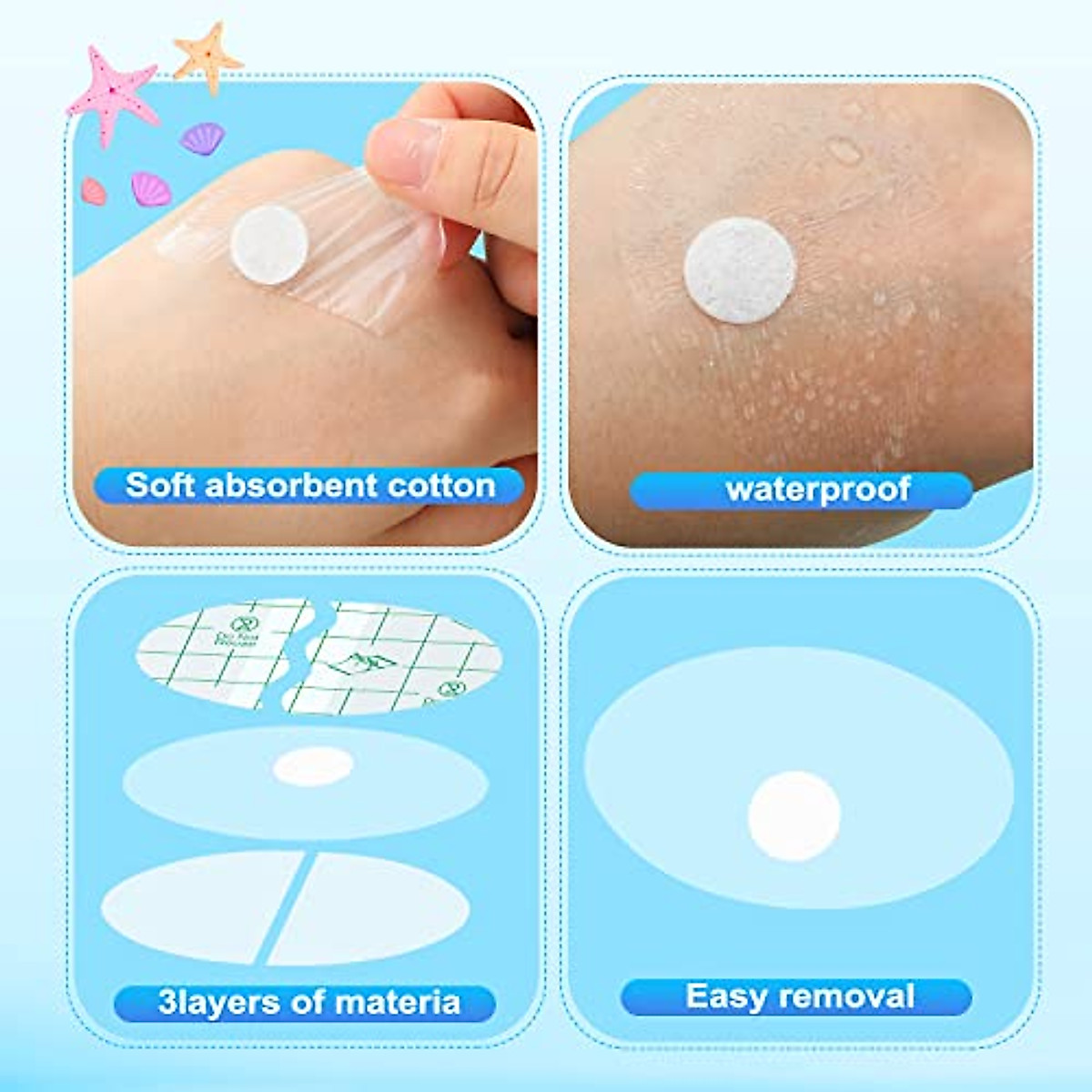 Teling 300 Pcs Ear Covers for Shower Waterproof Ear Protector Newborn Ear Stickers Disposable Cotton Ball Baby Ear Protection for Bath Kids Swimming Surfing Showering Snorkeling Water Sport (Green)