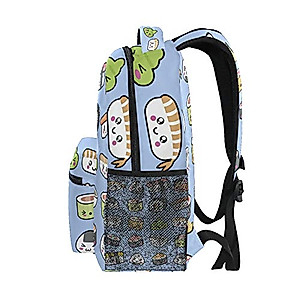 School College Backpack Rucksack Travel Bookbag Outdoor Cute Sushi Pattern