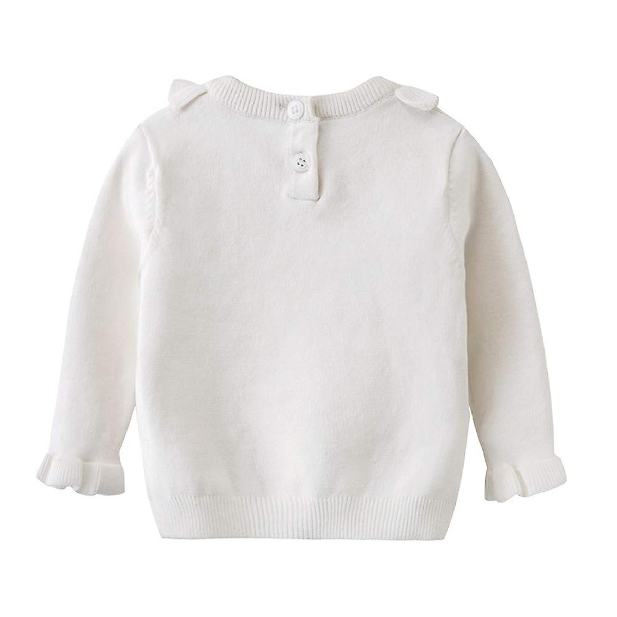 Pullover Sweater for Girls Baby Toddler Knit Crewneck Sweater Sweatshirt Winter Clothes Tops Outfits White