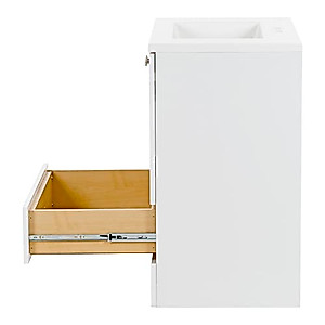 Spring Mill Cabinets Emlyn 30 Inch Bathroom Vanity with White Single Sink Top, 2-Door Cabinet, 1 Drawer, 30.5" W x 18.75" D x 32.89" H, White