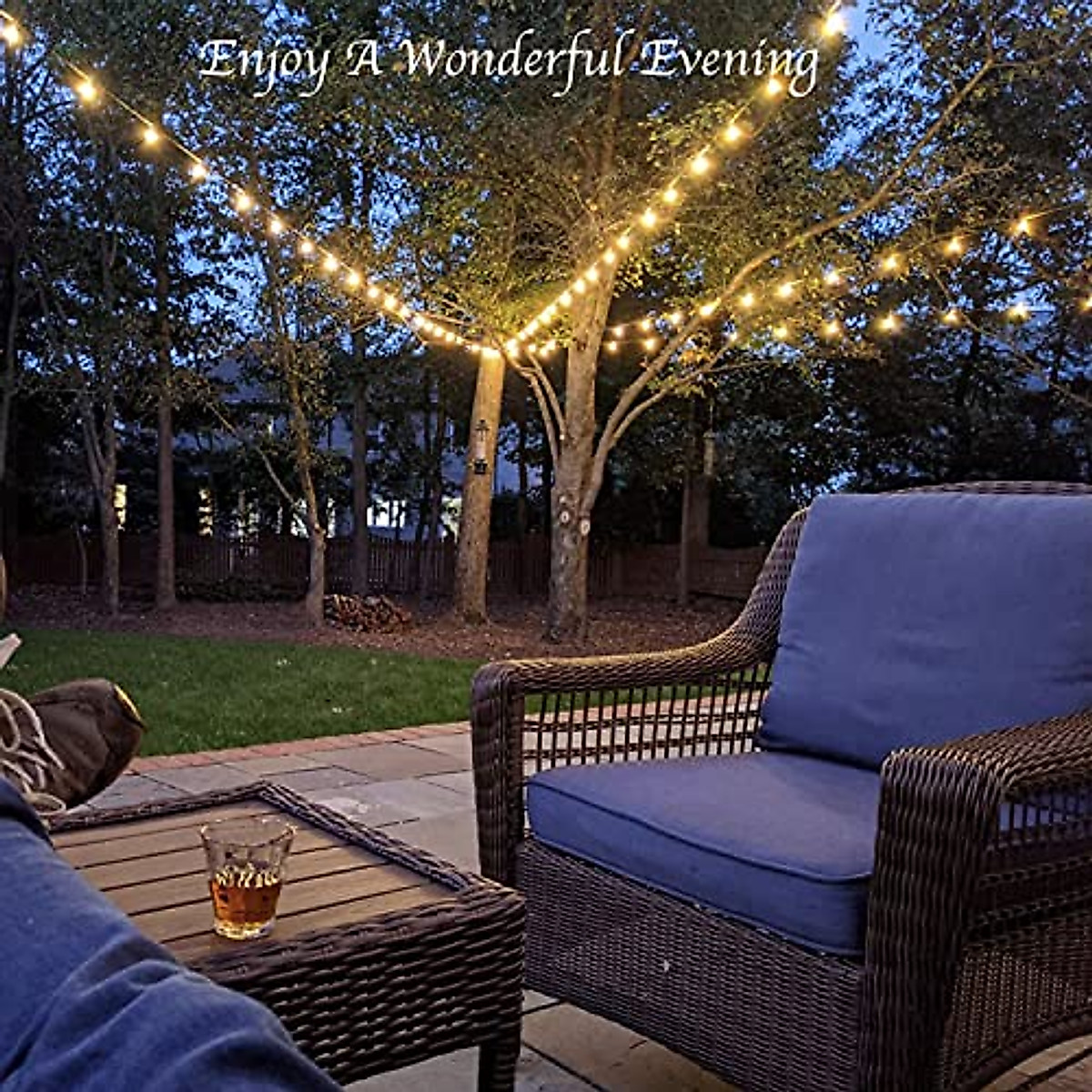 YUNSOVA Outdoor String Lights LED - 100FT 2 Pack Outdoor Lights for Patio with 52 Waterproof Bulbs, Connectable Commercial Hanging Lights for Outside Backyard Balcony Party