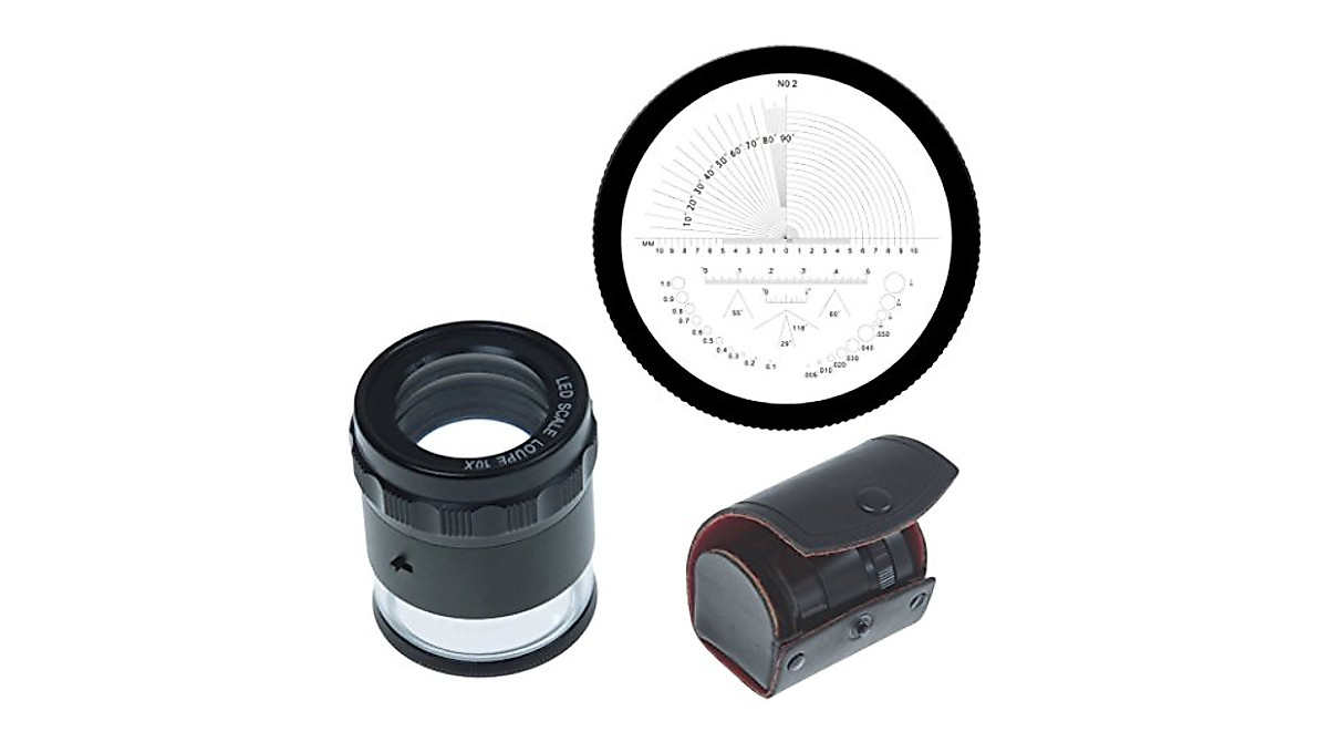 iGaging 10X Measuring Magnifier Loupe with Scale & LED