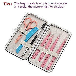Small Tweezers Case for Eyelash Extensions Individual Makeup Tools Storage Scissors Lash Brush and Tweezers Bag 9 Colors by Yelix (Pink Purple)