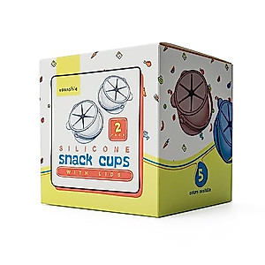 Silicone No Spill Snack Cups for Toddlers – Portable Baby Snack Cup Containers with Dustproof Lid – Dishwasher-Friendly Toddler Spill Proof Cups Without BPA, Lead, or Phthalates – Pink and Lilac