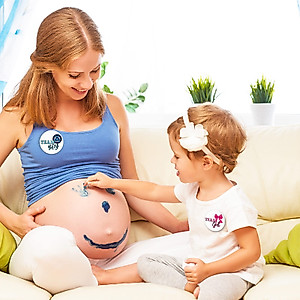 48 Pieces Burnouts or Bows Gender Reveal Buttons Pins Team Boy Team Girl Button Pins Burnouts Gender Reveal Decorations in Pink and Blue for Baby Shower Gender Reveal Party Game Supplies 1.73 Inch