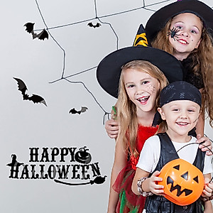 Zonon Halloween Bat Sticker Acrylic Black Bat Pumpkin Wall Decor Halloween Theme Wall Decor for Halloween Party Home Wall Window Bedroom Office Party Decoration Supplies