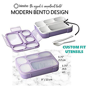 Bento Box with Bag and Ice Pack Set for Kids. Lunch Boxes Snack Containers for Boys Girls Adults. 6 Compartments, Leakproof Portion Container Boxes Insulated Bags for School Lunches, BPA Free, Lilac