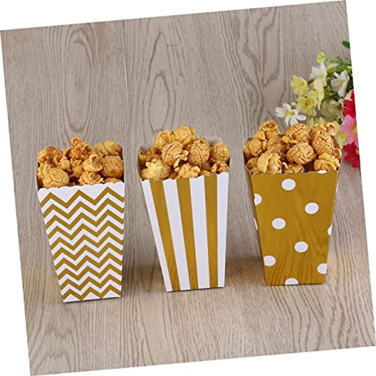 Cabilock 30pcs Popcorn Boxes Popcorn Box Cardboard Popcorn Box Paper Chicken Box Paper Candy Container Snack Container Candy Containers Popcorn Containers Vertical Stripe Boxes Party Supply