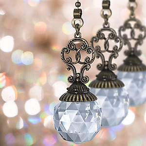 Ceiling Fan Pull Chains Crystal Light Fan Pull Chain Pendant with Ball 12 Inch Vintage Ceiling Fan Chain Extender Ornament Chain for Fan Pull (Transparent,8 Pieces)