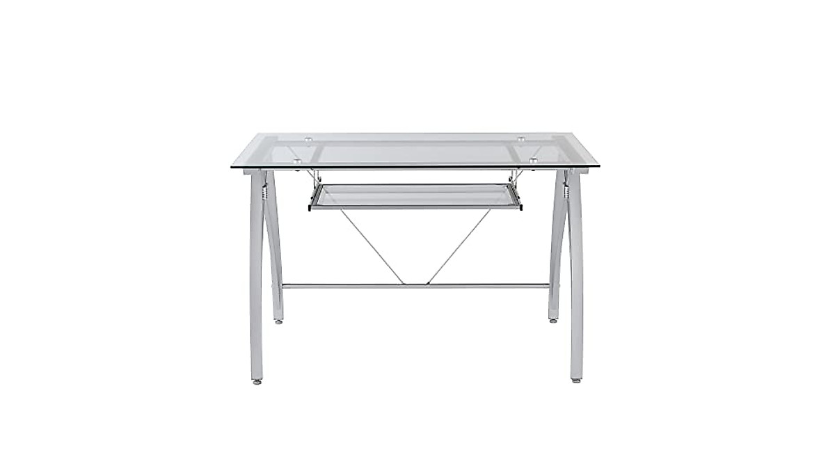 Realspace Vista 48" Glass Computer Desk | Stylish Silver