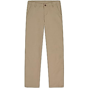 IZOD Boys' School Uniform Adaptive Chino Pants, Adjustable Waistband, Velcro Closure & Faux Buttons, Khaki, 14 Husky