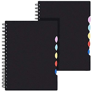 EOOUT 2 Pack Multi Subject Notebook, Spiral Notebook College Ruled with Tabs, 7.5”×10”, Lined Journals with Dividers, 290 Pages, for Gifts, School Office Supplies