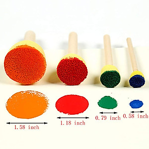 Ruwado 8 PCS Yellow Foam with Wooden Handle Painting Sponge Round Head Assorted Size Kit for Students Painting Tools Set DIY Craft Art Project