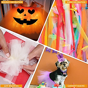 CEOWOIUN Orange Tulle Fabric Roll 6 Inch by 25 Yards Sheer Tulle Netting Spool Tulle Ribbon for Tutu Skirt Gift Wrapping Wedding Party Ornaments DIY Crafts