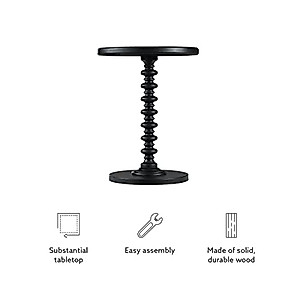 Powell Furniture Round Spindle Table, Black 17 x 22.25 x 17