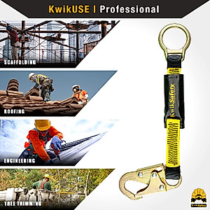 KwikSafety - Charlotte, NC - DOLPHIN DORSAL [1 PACK] 18" D-Ring Extender [Easy Hookup] ANSI Tested OSHA Compliant Harness Extension Lanyard Safety D Ring PPE Construction Roofing Fall Arrest Gear