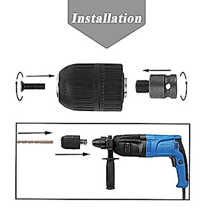 Mesee 2-13mm Capacity Keyless Drill Chuck Adapter, 1/2-20UN Mount Thread Impact Quick Change Conversion Tool for Air Impact Wrench