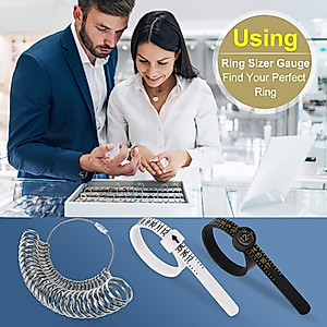 Ring Sizer Measuring Tool Kit Upgraded, 27 PCS Stainless Steel Measuring Ring Tool, US Ring Size 0-13 with Half Size, 2 PCS Reusable Finger Size 1-17 USA Rings Size with Magnified Glass