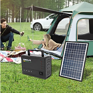 Portable Solar Generator with Solar Panel,Small Basic Portable Generator Kit,Equipped with USB charging cable,Included 4 Sets LED Lights,for Home Emergency Backup Power Camping Outage
