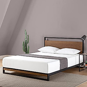 ZINUS Suzanne 37 Inch Bamboo and Metal Platform Bed Frame / Solid Steel Construction / No Box Spring Needed / Wood Slat Support / Easy Assembly, Chestnut Brown, Full