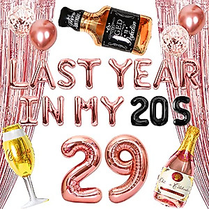 LaVenty Last Year In My 20s Birthday Decoration Last Year In My 20s Banner 29 Birthday Decoration Last Year In My 20s Birthday Sash 29 Birthday Balloons