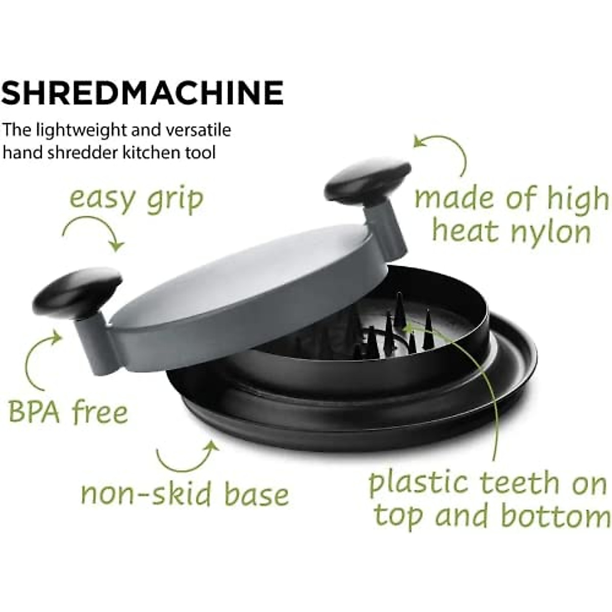 Chicken Shredder, Meat Shredder Meat Shredding Tool with Handles and Non-Skid Base Mat, Pork Shredder Suitable for Pulled Pork Red Beef Chicken (Black)