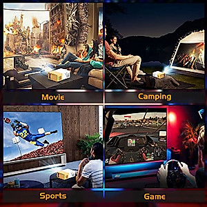 Projector,Meer Mini Projector,Portable Movie Projector,Neat Home Projector,Compatible with iPhone,Android,Windows,Firestick,PS5,Laptop,Tablet,Provide HDMI,USB,Earphone,AV Port and Remote Controller