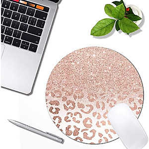 Rose Gold Glitter Ombre Mouse Pad Round Non-Slip Rubber Mousepad Laptop Office Computer Decor Cute Desk Accessories Customized Design Mouse Pad