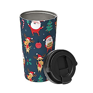 WANGXUEE Santa Claus Christmas Print 500ml Stainless Steel Travel Tumbler Double Wall Vacuum Insulated Coffee Mug